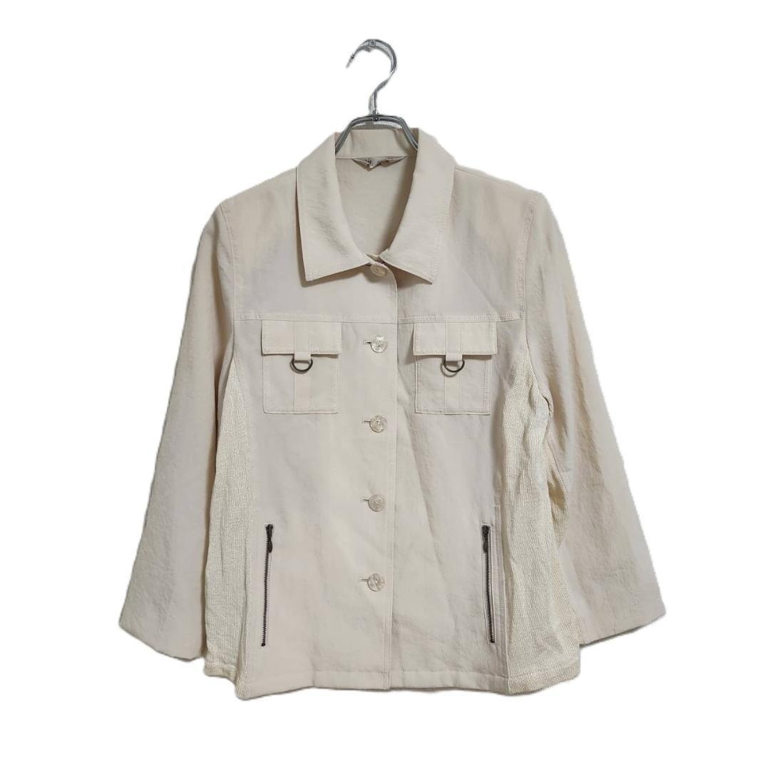 Yahoo!オークション - 沙由梨 シャツジャケット 11AR アイボリー 綿 ポ...