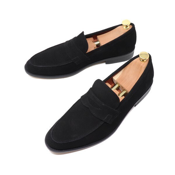 Yahoo!オークション - 25cm メンズ ハンドメイド 本革 スエード ローフ...