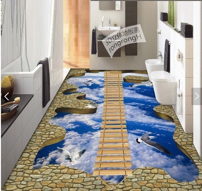 Yahoo!オークション - C356 巨大 3D フロアマット 2m 5m 危険 落とし穴...