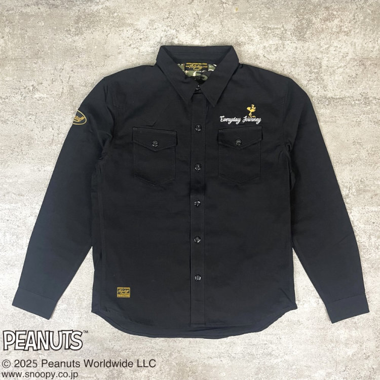 Yahoo!オークション - SNOOPY スヌーピーxFLAGSTAFFコラボ長袖シャツ 4...