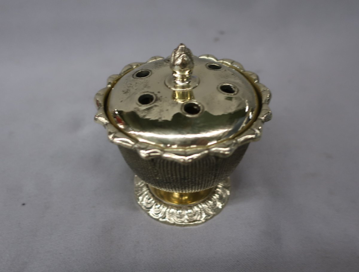 Yahoo!オークション - 【K-2793】手香炉 鋳物製 真鍮製 蓮造り ミガキ...