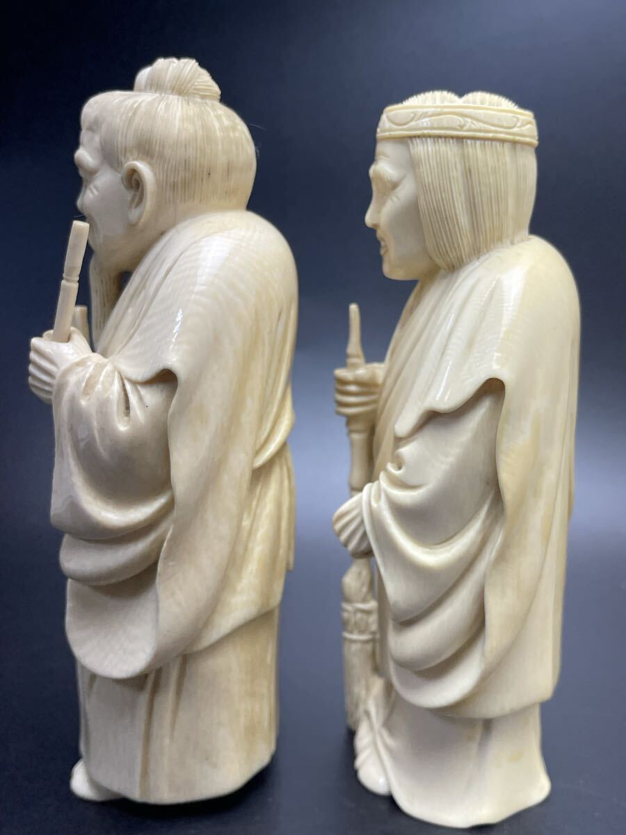 Yahoo!オークション - A1k7 鯨歯風高砂夫婦置物 作家物 1255g 一也在銘...