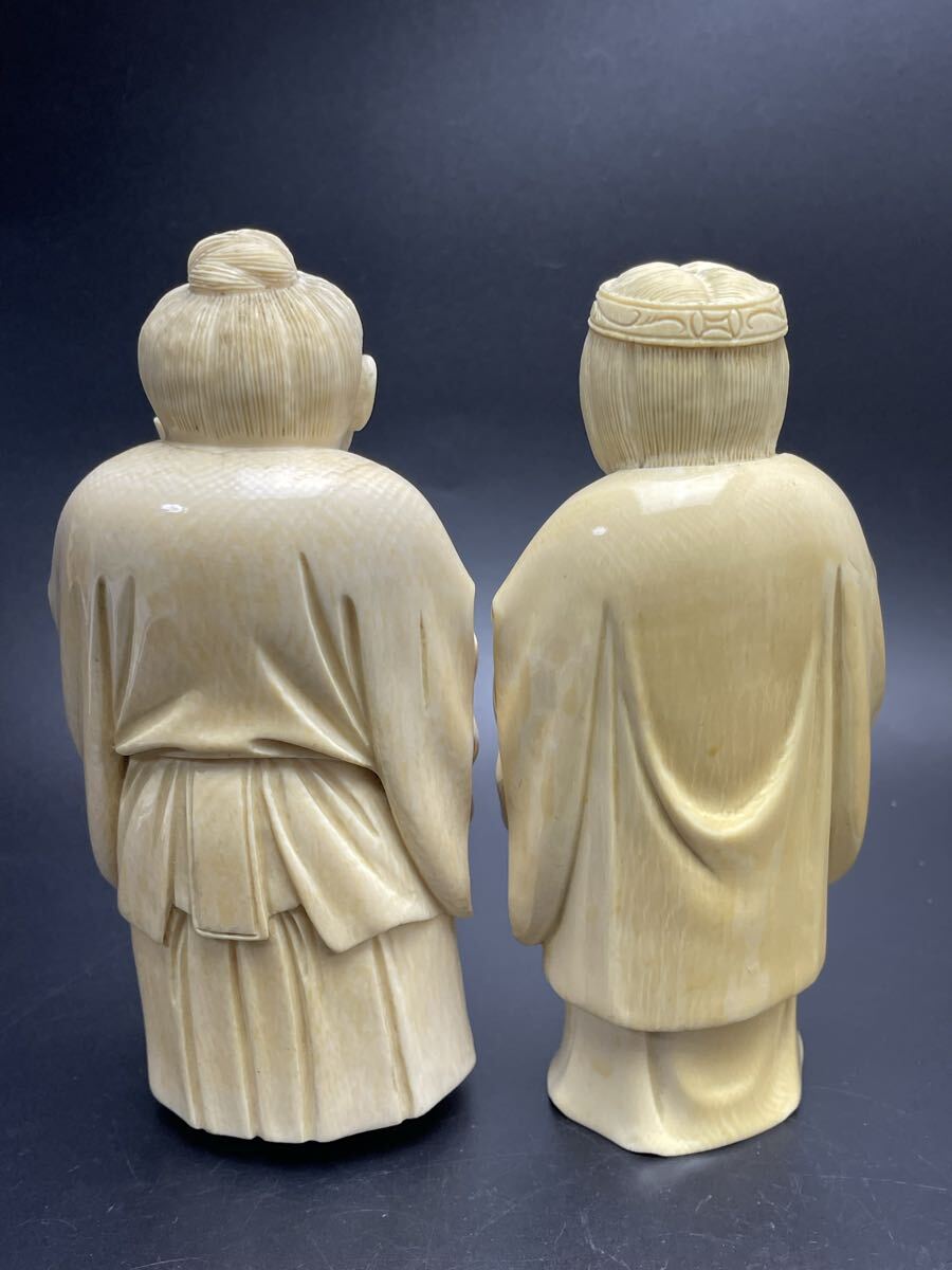 Yahoo!オークション - A1k7 鯨歯風高砂夫婦置物 作家物 1255g 一也在銘...