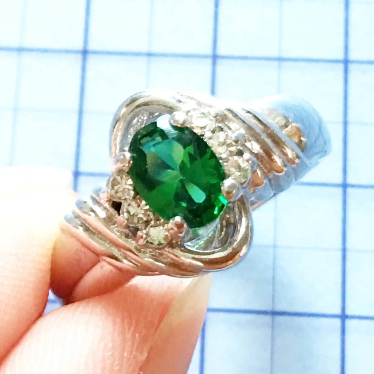 Yahoo!オークション - 美品 トルマリン風CZ SV100刻印 リング指輪 サイ...