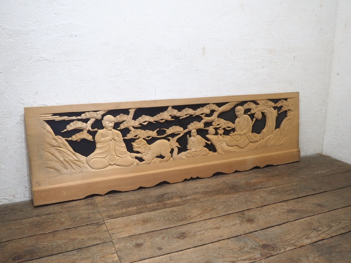 Yahoo!オークション - タW1292 ②【H51cm×W181cm】 重厚な木彫りの彫...