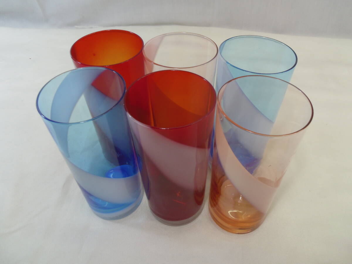 Yahoo!オークション - F79 美品 昭和レトロ 乳白 渦巻き グラス6個セッ...