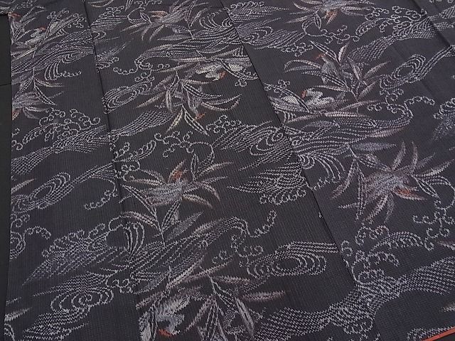 Yahoo!オークション - 平和屋着物 上質な紬 沢瀉に柳立波文 逸品 n-ar3...