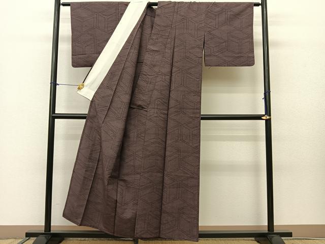 Yahoo!オークション - 平和屋着物 上質な紬 単衣 幾何学文様 正絹 逸品...