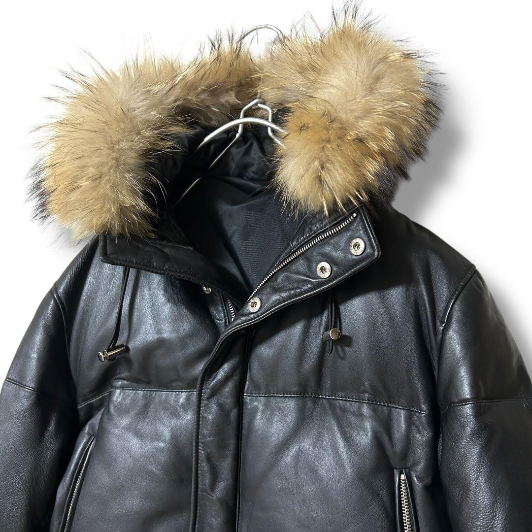 Yahoo!オークション - TAKAQ タカキュー ラムレザー 羊革 ダウンジャケ...