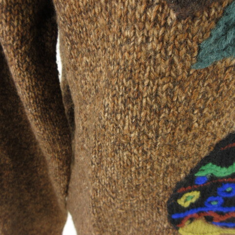 Yahoo!オークション - ハレルヤ ニット セーター 長袖 花柄 茶 T678 レ...