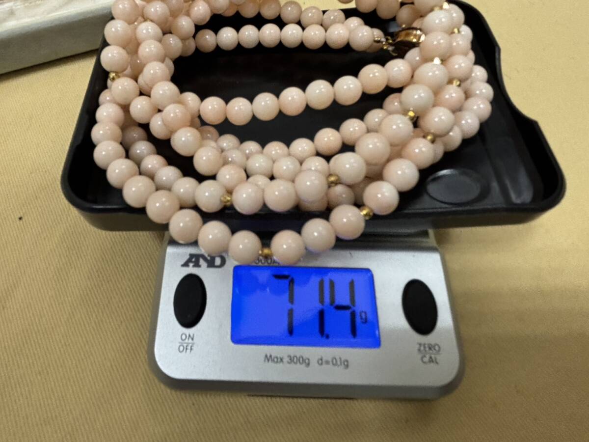 Yahoo!オークション - #12255 K14 留具 珊瑚2連ネックレス 珊瑚 各96/9...