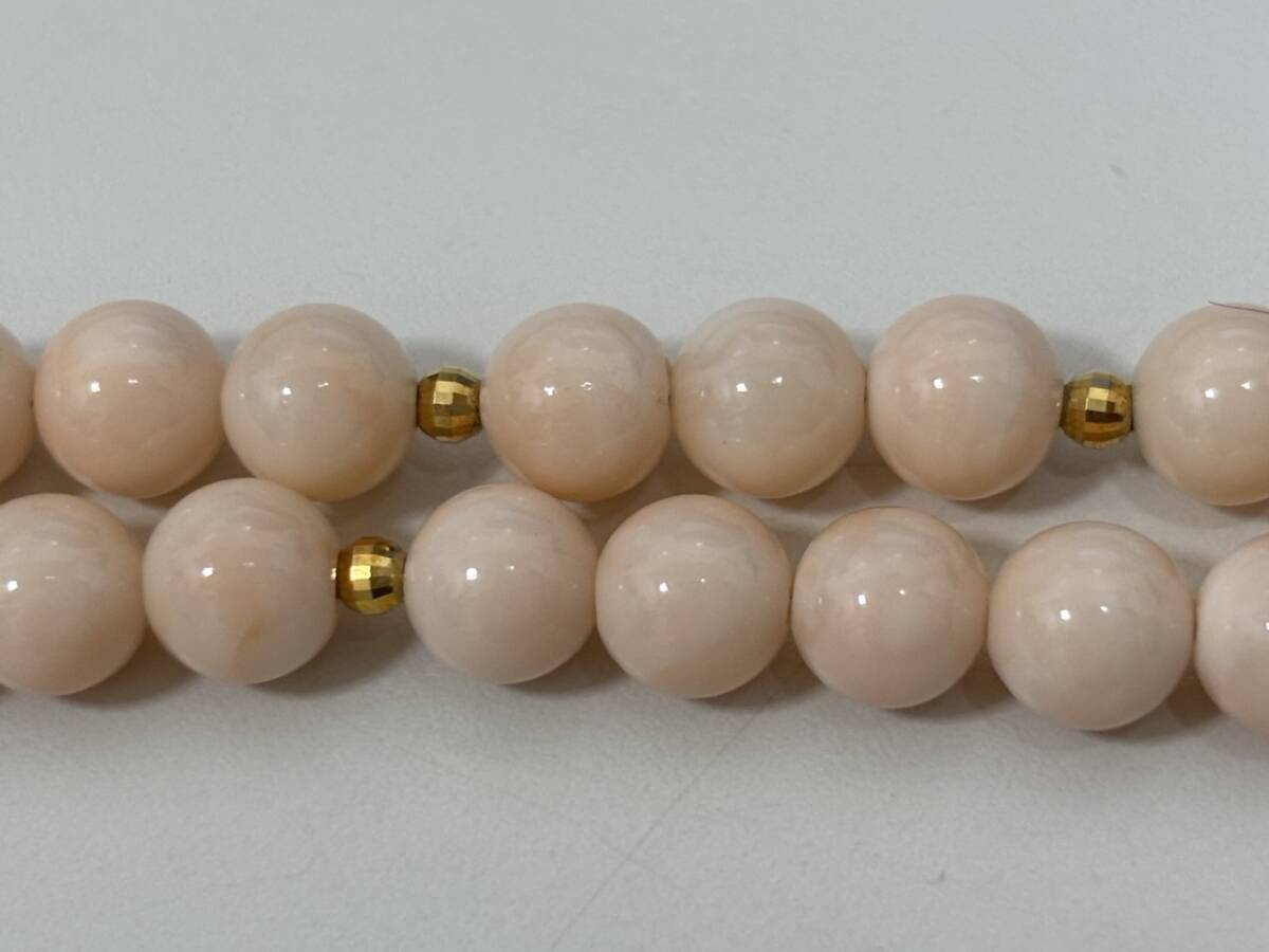 Yahoo!オークション - #12255 K14 留具 珊瑚2連ネックレス 珊瑚 各96/9...