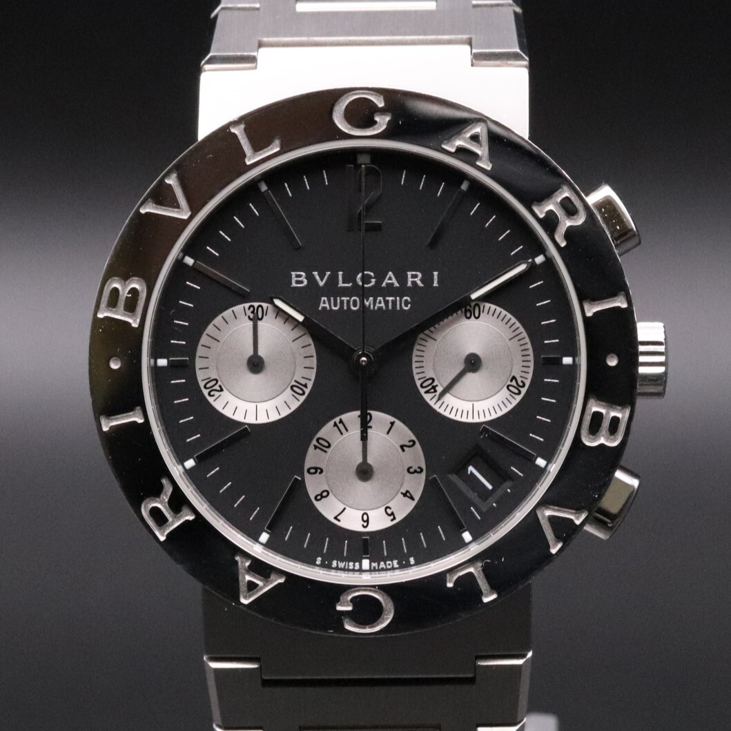 Yahoo!オークション - 1円 ブルガリ ブルガリブルガリ クロノグラフ BB...