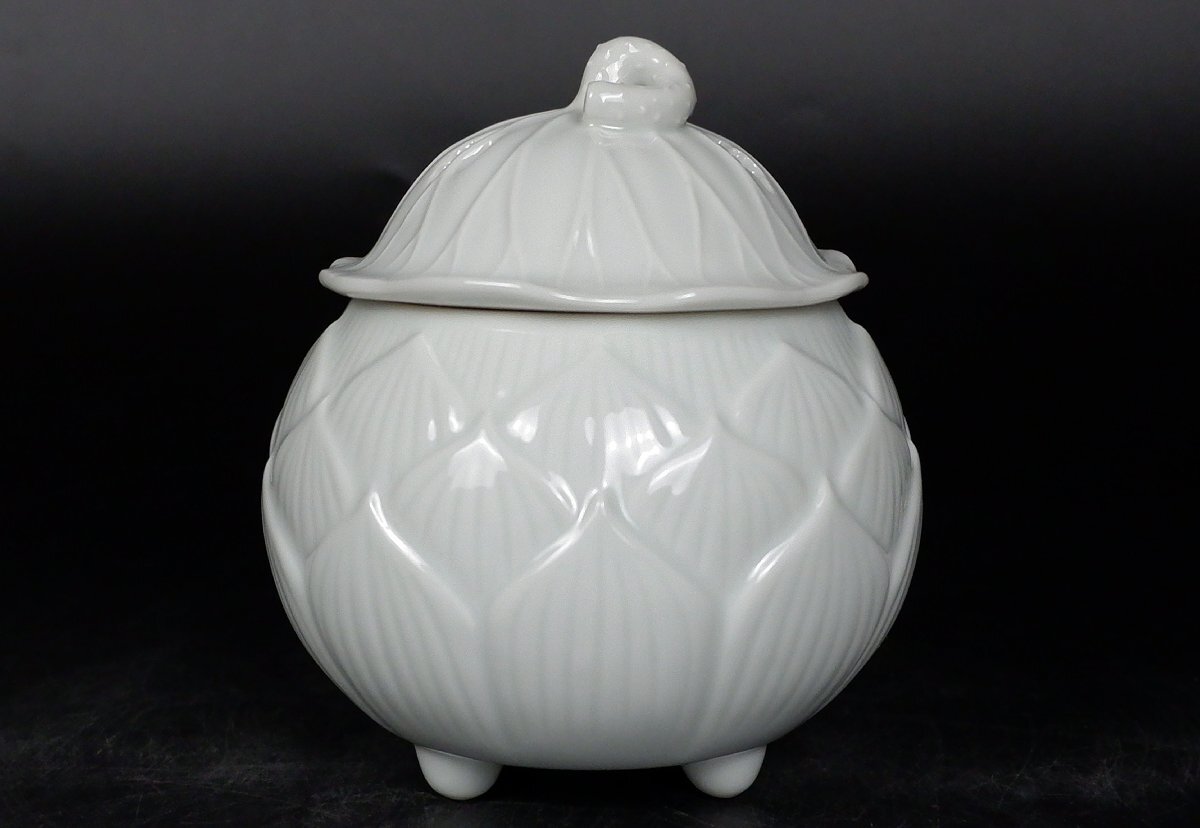 Yahoo!オークション - 【MKA】5代三浦竹泉 白瓷蓮香炉 共箱 美品 二重...