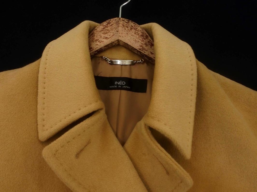 Yahoo!オークション - INED イネド アンゴラ混 ステッチ ハーフ コート...