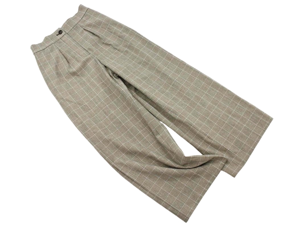 Yahoo!オークション - PLST プラステ グレンチェック タック ワイド パ...