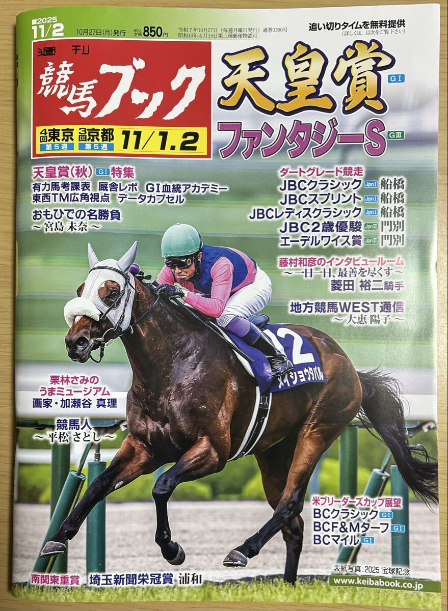 週刊競馬ブック3390号 10月27日月曜日発行 追い切りタイム/血統/データ/厩舎 G1天皇賞 秋 /ファンタジーS/JBCクラシック/菱田裕二騎手(競馬)｜売買されたオークション情報 ...