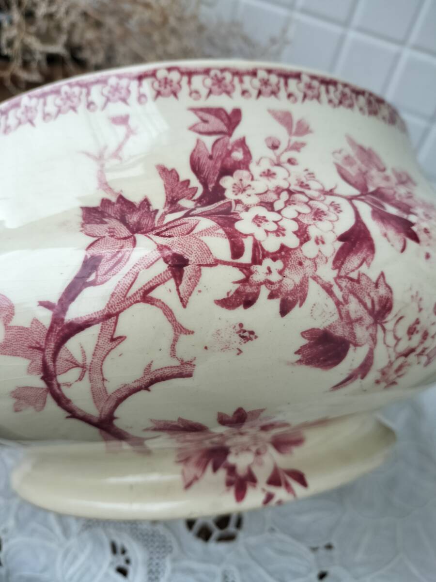 Yahoo!オークション - フランス アンティーク 絵付き GIEN 素敵な 蓋つ...