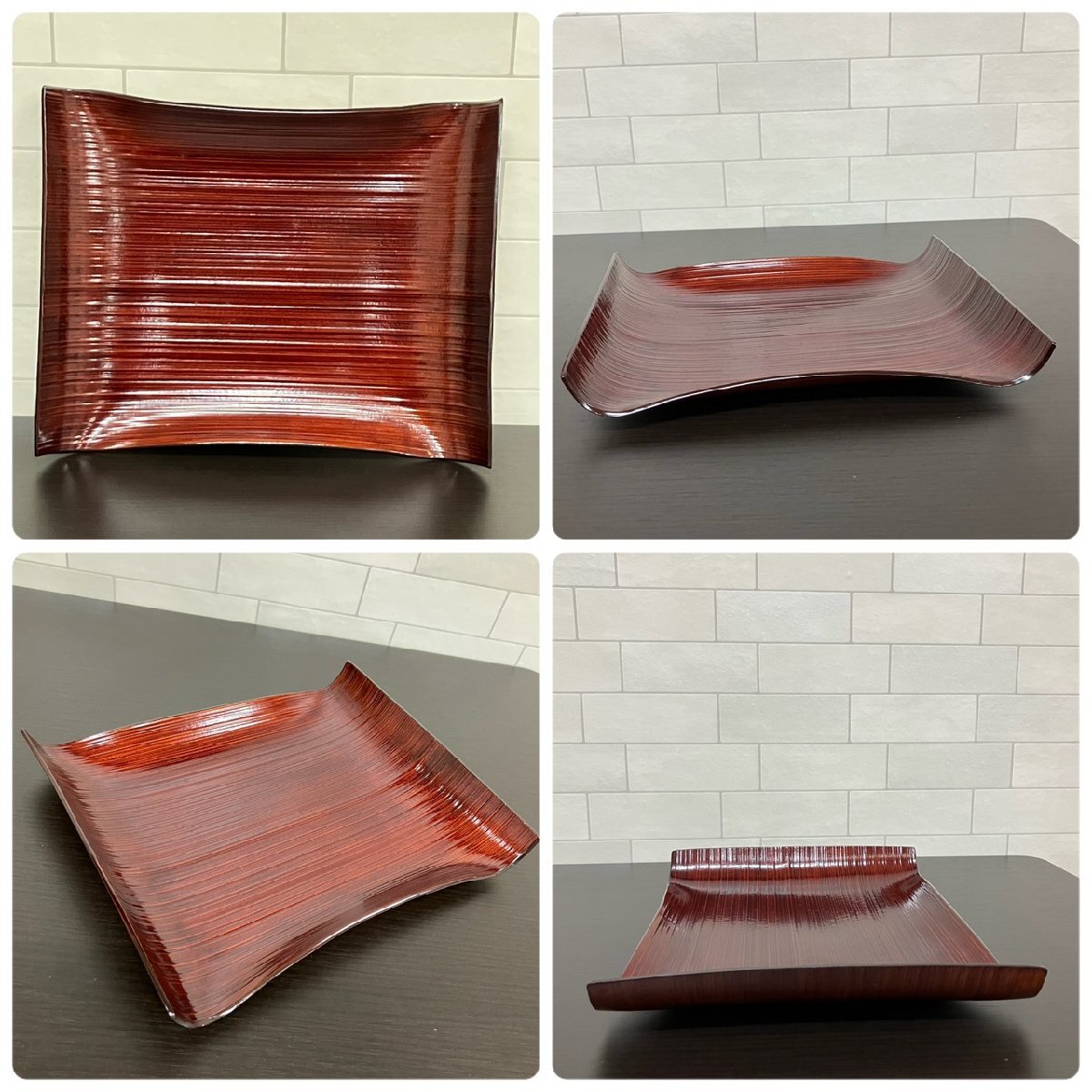 Yahoo!オークション - S288 みの屋 漆角盆 菓子器 トレイ 茶道具 箱付...