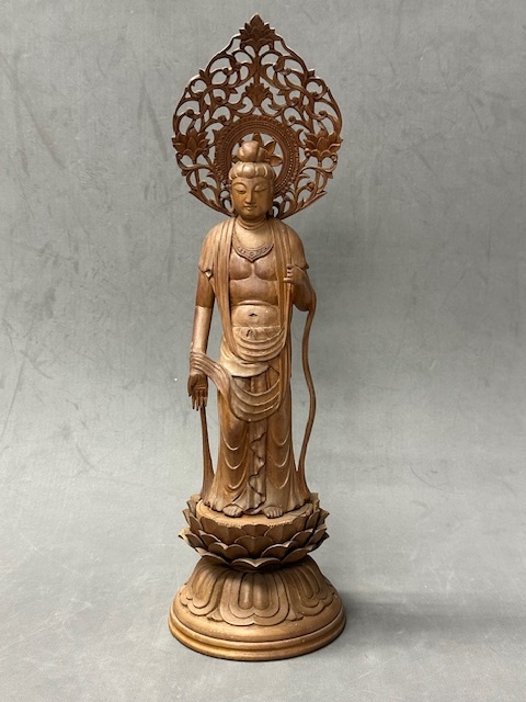 Yahoo!オークション - 【3729】 木彫 聖観音菩薩像 難あり