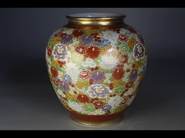 Yahoo!オークション - 【西】J177 九谷焼 花詰 花瓶