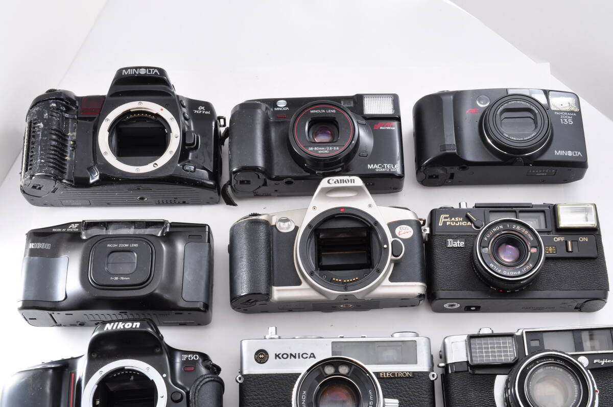 【樂淘letao】日本代購代標第一品牌－Nikon Canon Minolta Ricoh Konica Fujica F50 EOS Kiss フィルムカメラ 11台まとめ ジャンク 動作未確認