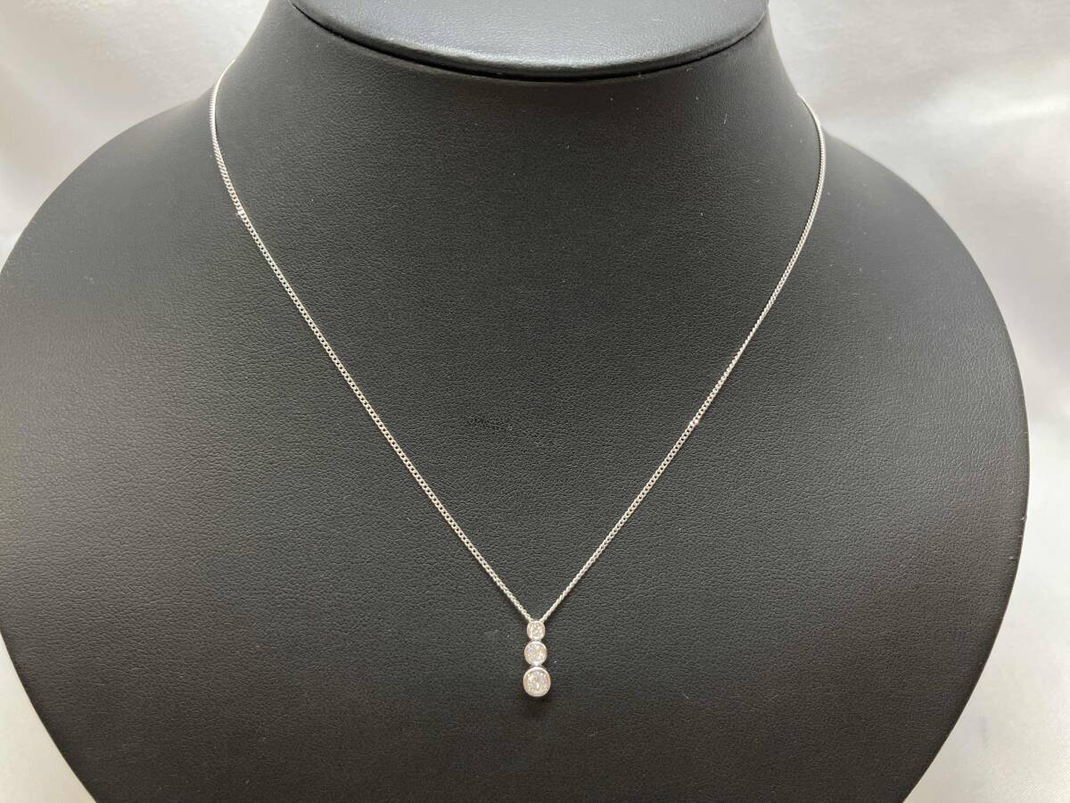 Yahoo!オークション - Pt850(総2.9g) 約40cm ダイヤモンド0.17ct 3P 喜...