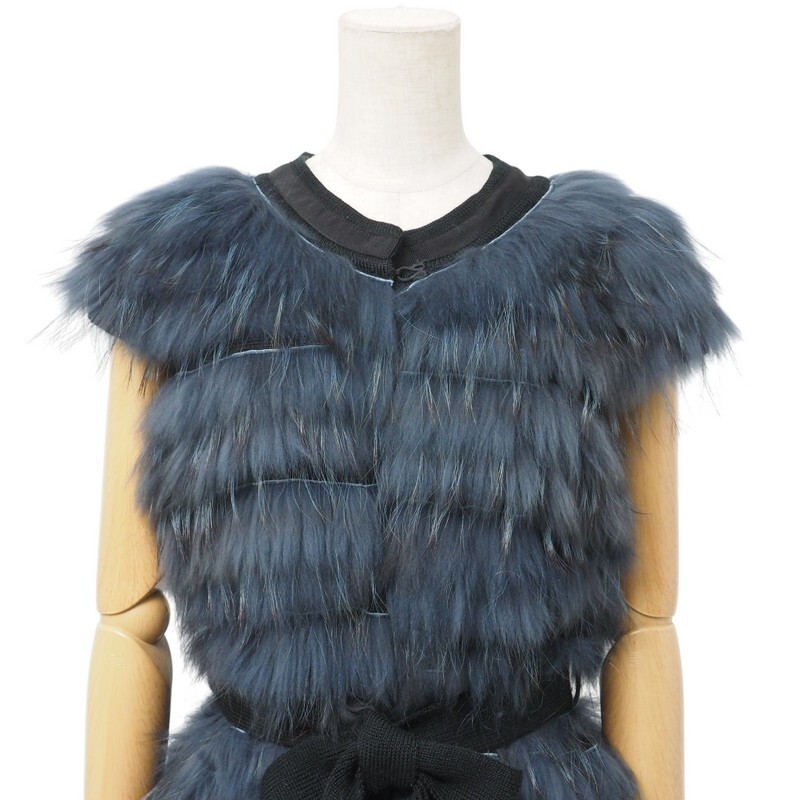 GR5043 ココンジャパン cocon japan ニット×ラクーンファー ベルテッド ベスト ジレ M相当 ブラック×ブルー系(Mサイズ)｜売買されたオークション情報、yahooの商品情報 ...