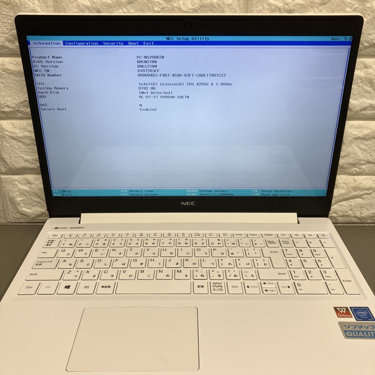 Yahoo!オークション - Y166 NEC LAVIE NS200/R PC-NS200R2W Celeron 42...