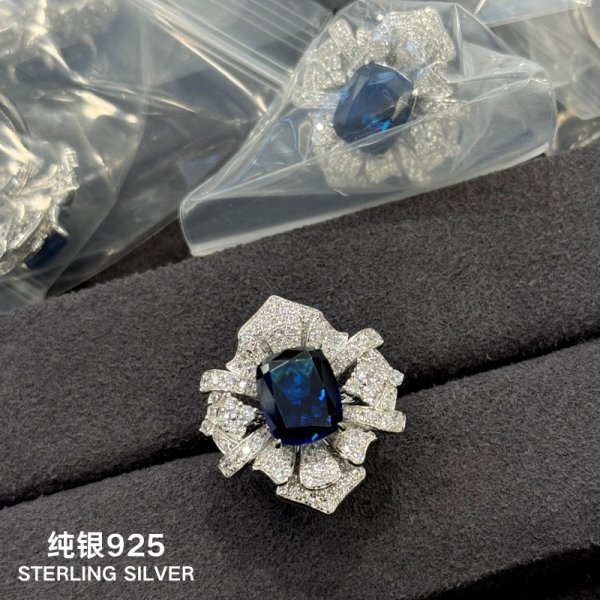 Yahoo!オークション - 指輪S925シルバー育成ダイヤモンド サファイア藍...