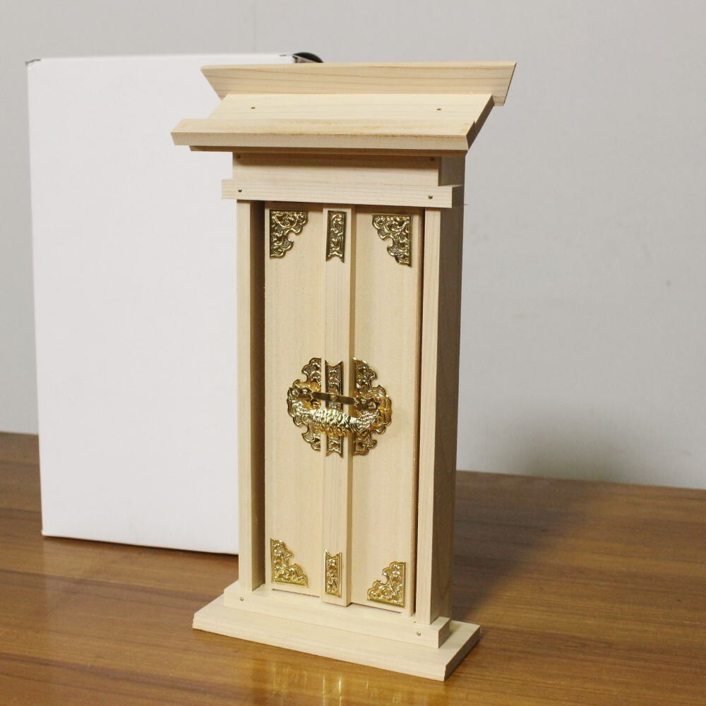 Yahoo!オークション - 新品 木製金色装飾 扉付きコンパクト神棚 お札立...