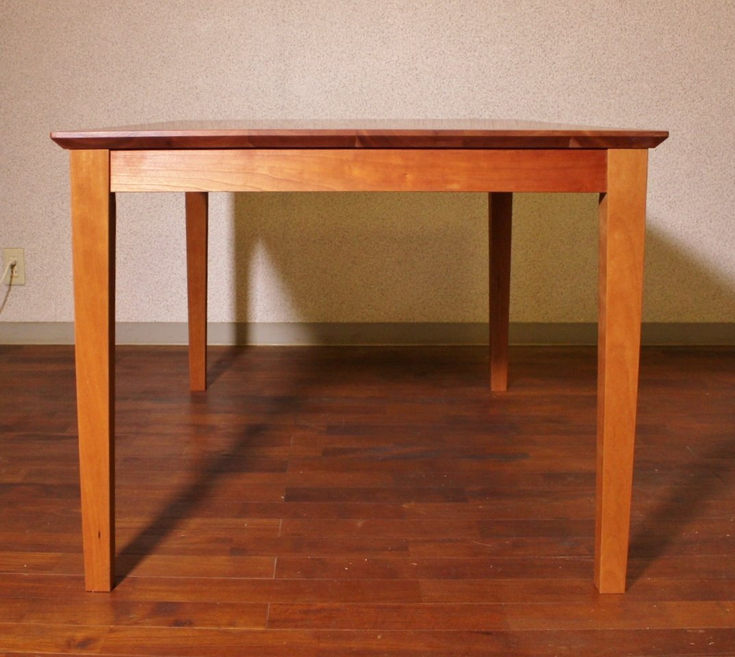 Yahoo!オークション - 《260サイズ》チェリー材 無垢材テーブル 引出し...