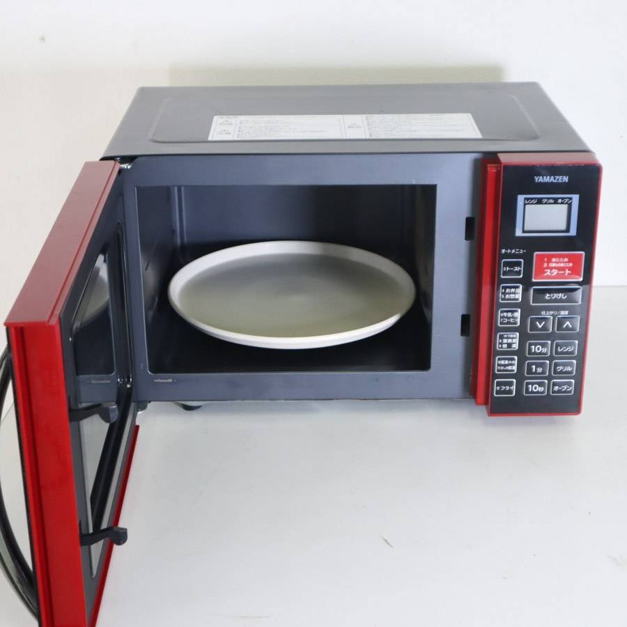 Yahoo!オークション - 山善 オーブンレンジ MOR-Y165 レッド ターンテ...