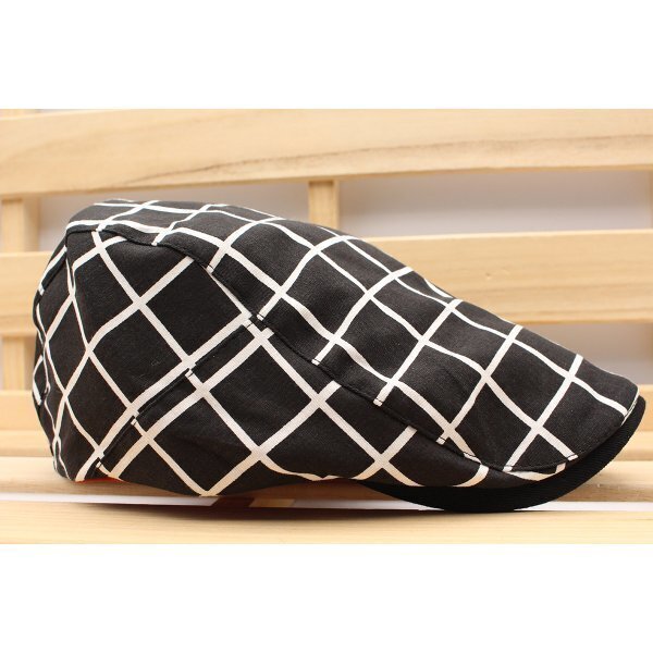 Yahoo!オークション - ハンチング帽子 チェック柄 綿 帽子 キャップ 56...