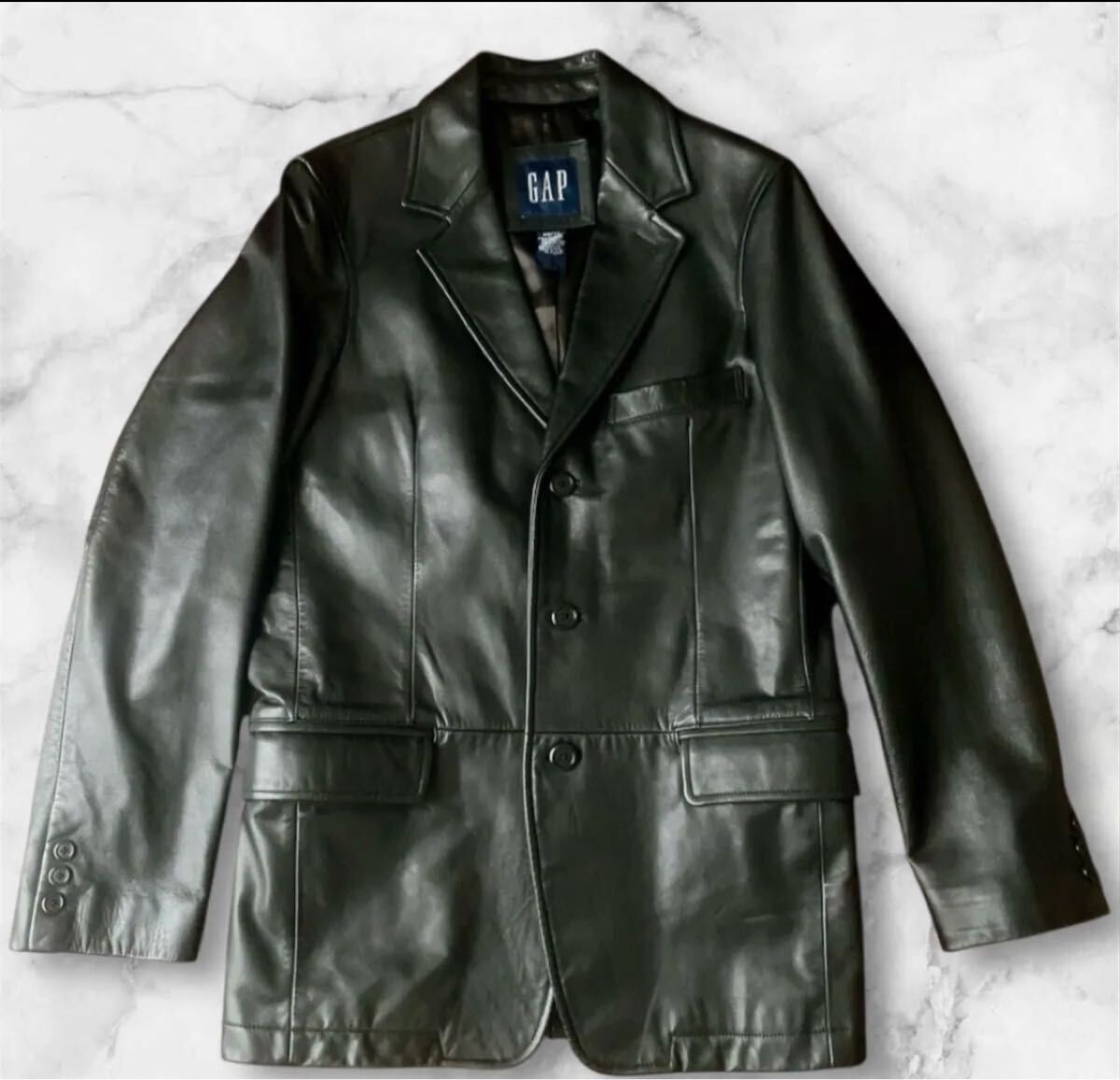 Yahoo!オークション - ギャップ GAP 90's Y2K レザー テーラードジャケ...