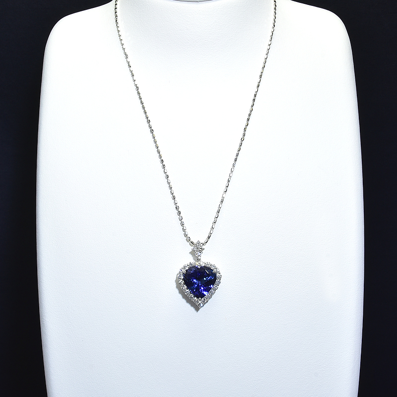 Yahoo!オークション - 13.53ct天然タンザナイトペンダント K18WG Pt900...