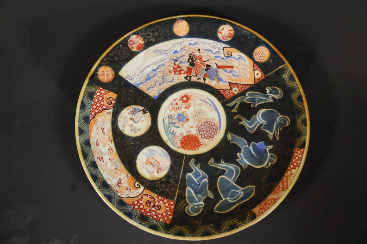 Yahoo!オークション - 【和】(A3657) 時代古作 江戸後期 色絵人物文大...