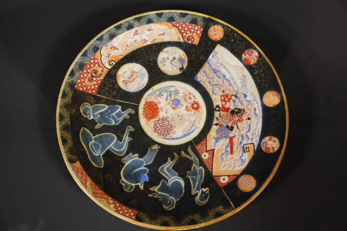 Yahoo!オークション - 【和】(A3657) 時代古作 江戸後期 色絵人物文大...