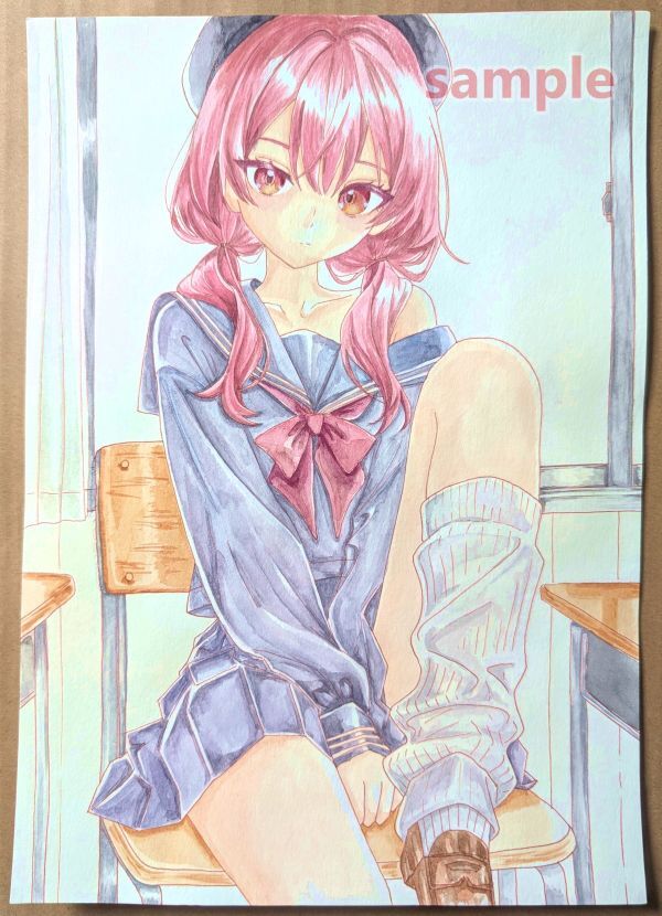Yahoo!オークション - 【A4 手描きイラスト】オリジナル 制服 かわいい...