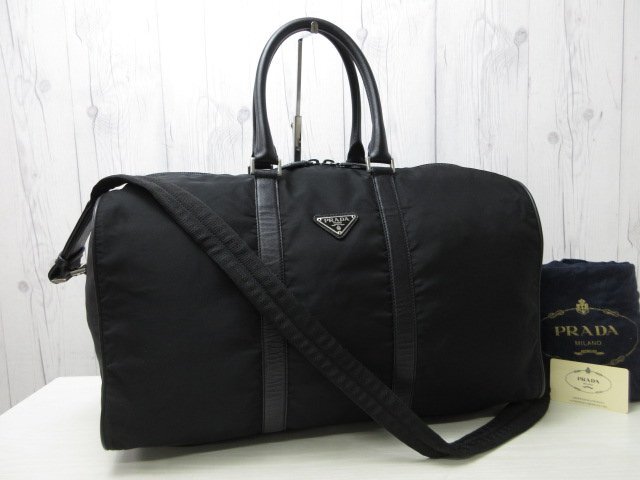極 PRADA プラダ テスート ボストンバッグ ショルダーバッグ バッグ V19 ナイロン×サフィアーノレザー 黒 A4収納可 2WAY メンズ 91008(プラダ一般)｜売買された ...