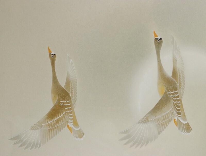 Yahoo!オークション - 10959 【真作】上村淳之 「雁金」 シルクスクリ...