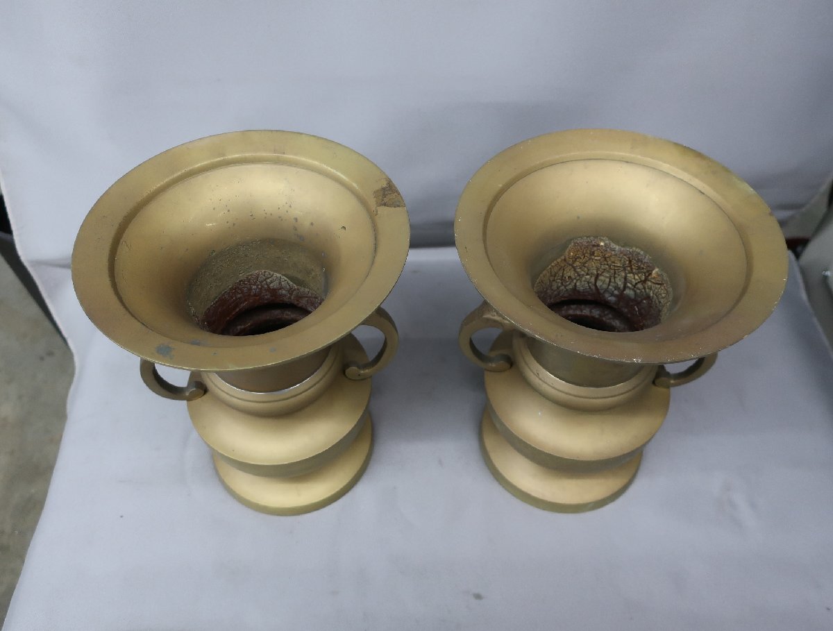 Yahoo!オークション - 【K-2938】花立 象掛中口 口径7寸 1対 中古品 ミ...