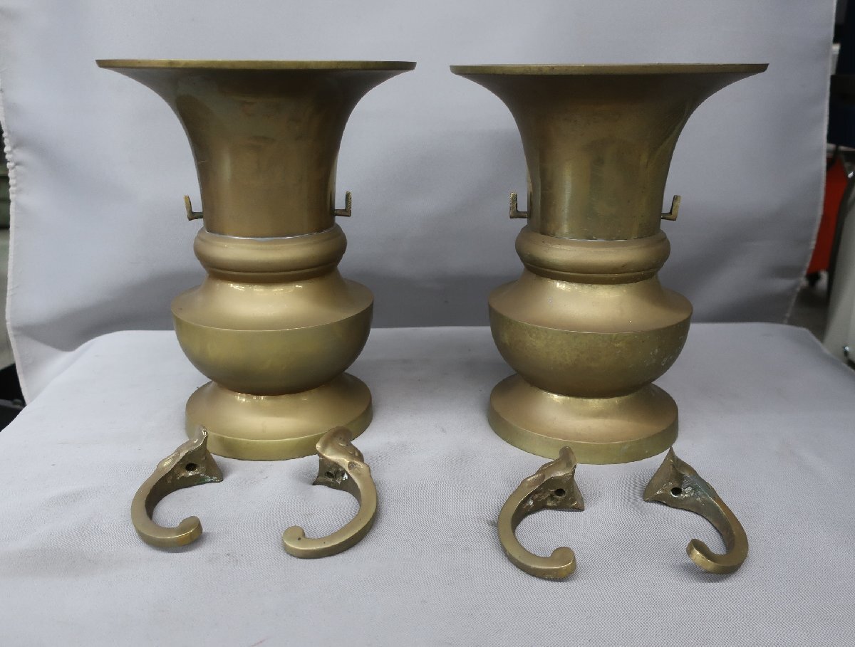 Yahoo!オークション - 【K-2938】花立 象掛中口 口径7寸 1対 中古品 ミ...