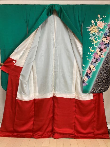 Yahoo!オークション - 128.昭和レトロ 正絹・中古 可愛い振袖着物 桜に...