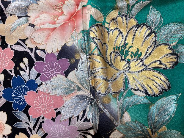 Yahoo!オークション - 128.昭和レトロ 正絹・中古 可愛い振袖着物 桜に...