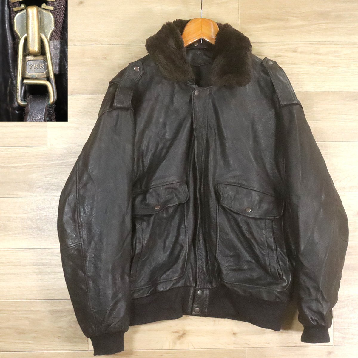 A4S/O10.11-2 ユーロ古着 襟ボア フライトジャケット 本革 レザージャケット A-2 G-1 革ジャン 皮ジャン ボンバージャケット(中古)のオークション落札情報