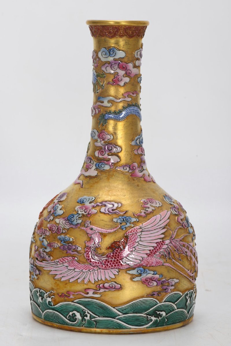 Yahoo!オークション - 観心・時代旧蔵 K0015清乾隆 琺瑯彩金地彫刻龍...