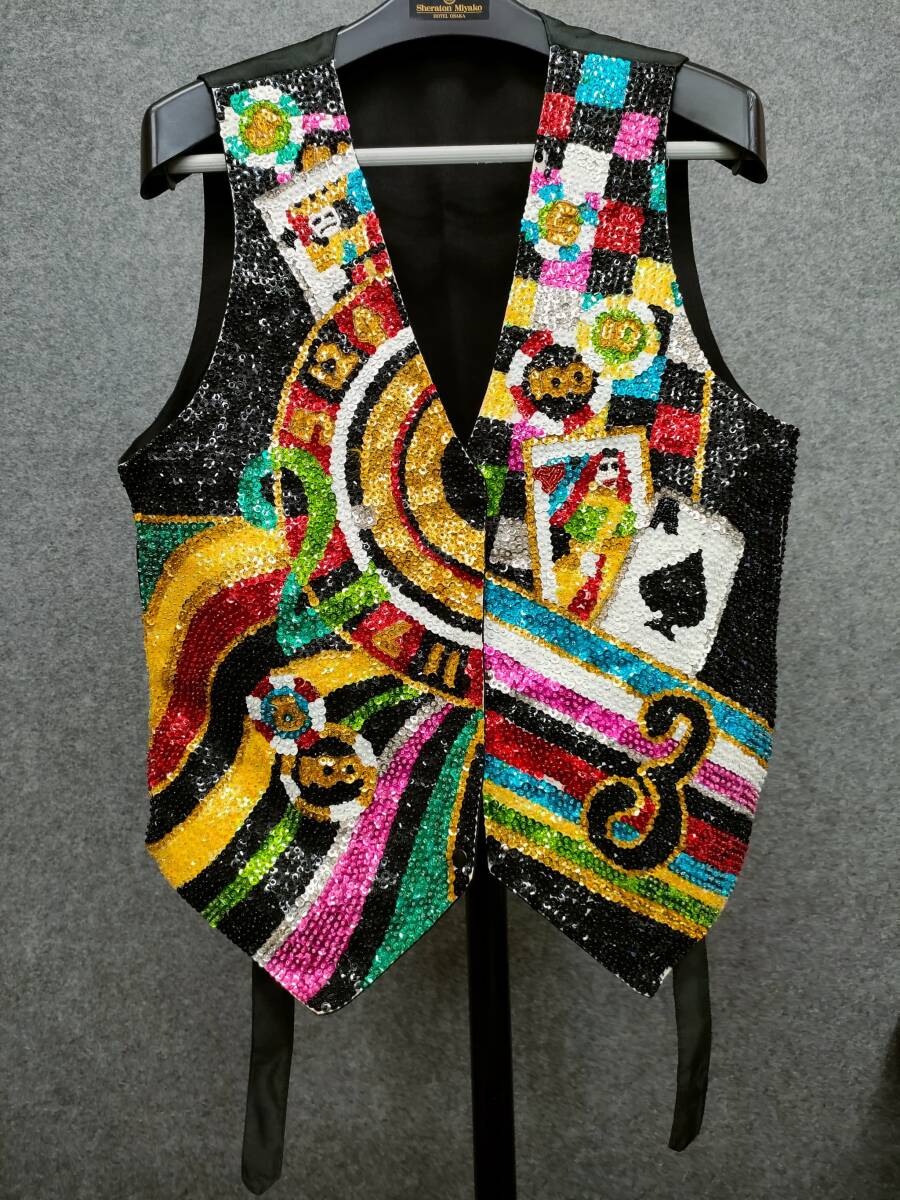 Yahoo!オークション - スパンコール ベスト トランプ カジノ柄 サイズ...