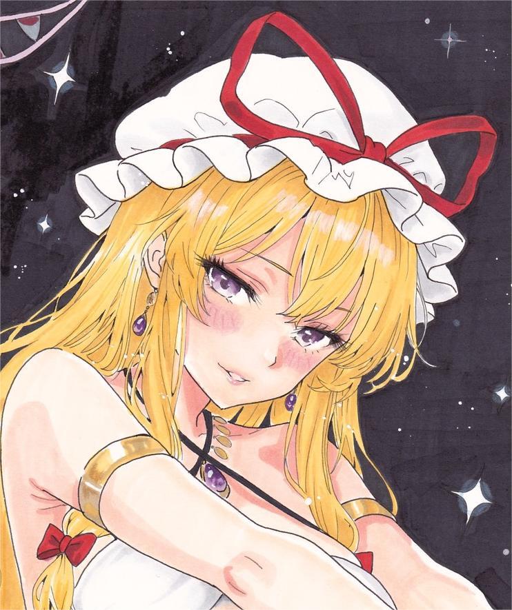 Yahoo!オークション - A4原画 手描き イラスト 東方Project 八雲紫 踊...