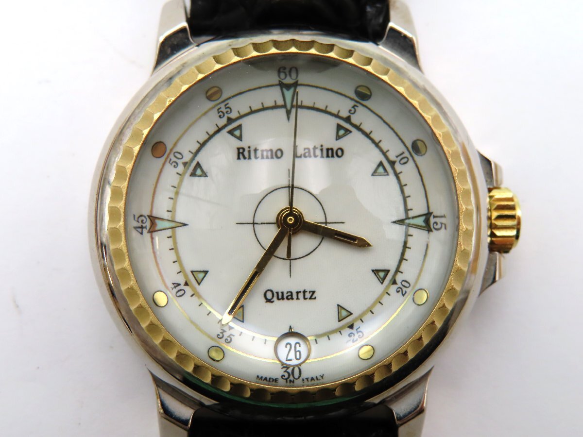 Yahoo!オークション - 1円 リトモラティーノ SS/GP/革 ホワイト文字盤 ...